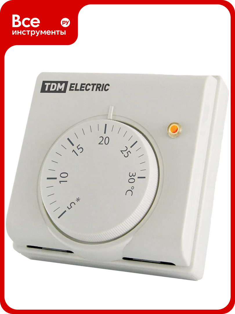 Термостат механический открытого монтажа НТ-1 (индикатор; вкл/выкл; 10 А; 230 В; белый) TDM ELECTRIC SQ2503-0009