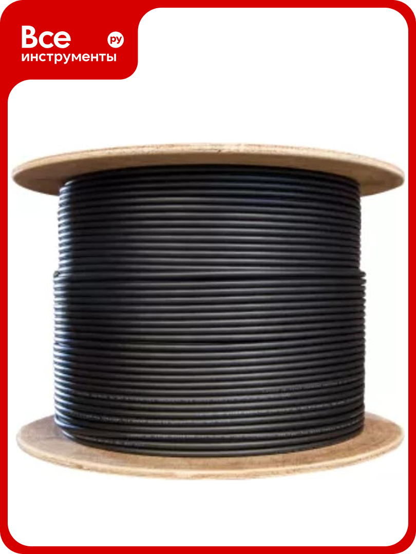 Кабель категории 5e для внешней эксплуатации, 305 метров, сечение 0.5 мм, меди, FTP экранирование, защита от УФ, черный цвет, гибкий монтаж