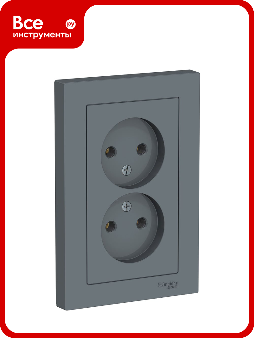 Розетка Systeme Electric AtlasDesign Грифель б/з двойная, 16А, в сборе SE ATN000720