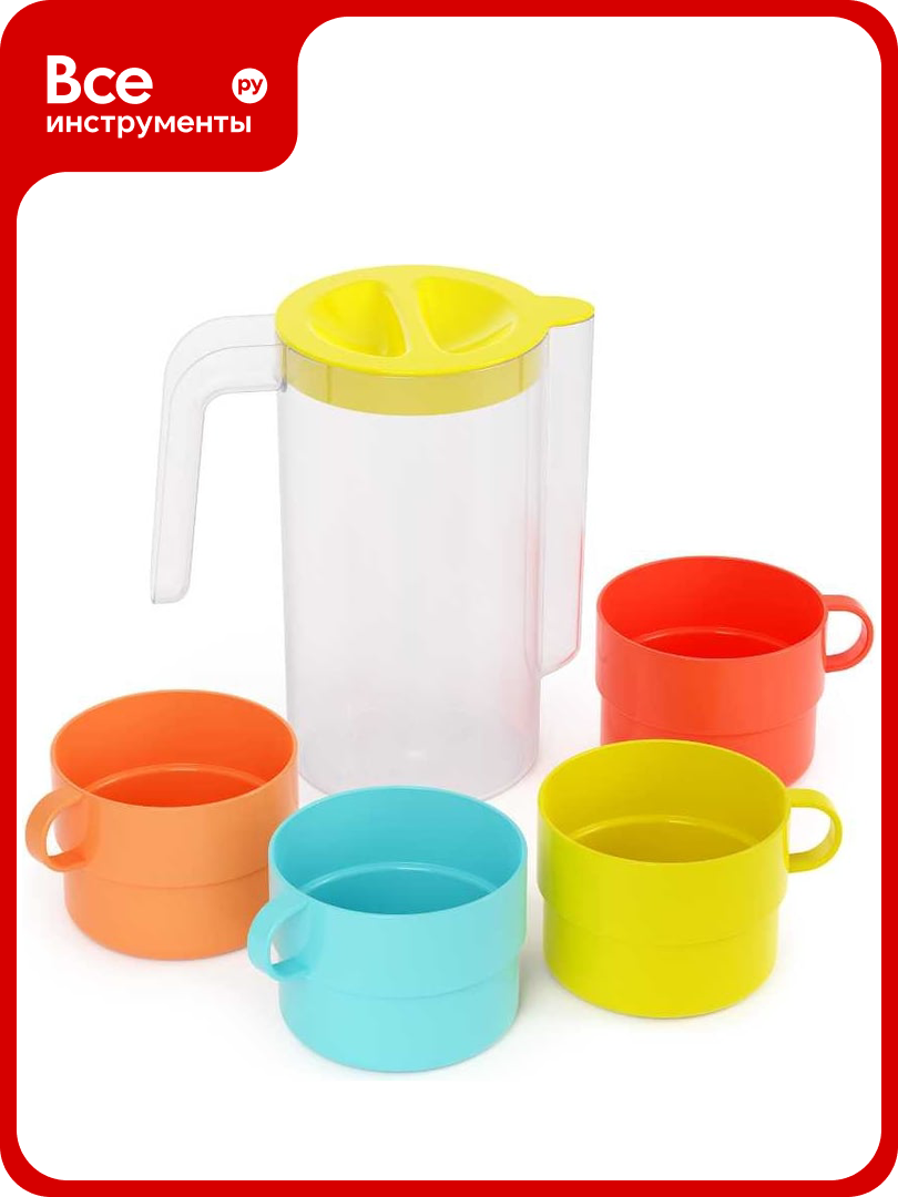 Набор ЗПИ «Альтернатива» Турист кувшин, 4 кружки М6523, пластик