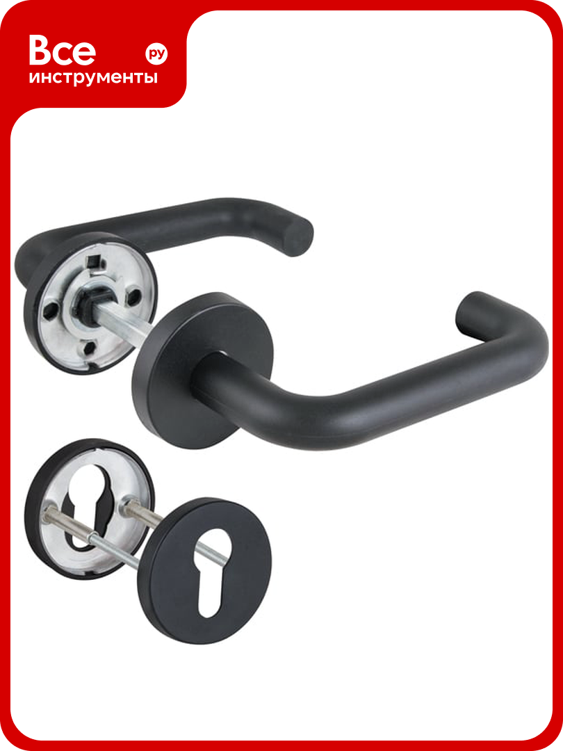 Комплект дверных ручек Fuaro с накладками под цил. DH-0219 NE черный, нейлон, квадр. 8x140 мм 35703