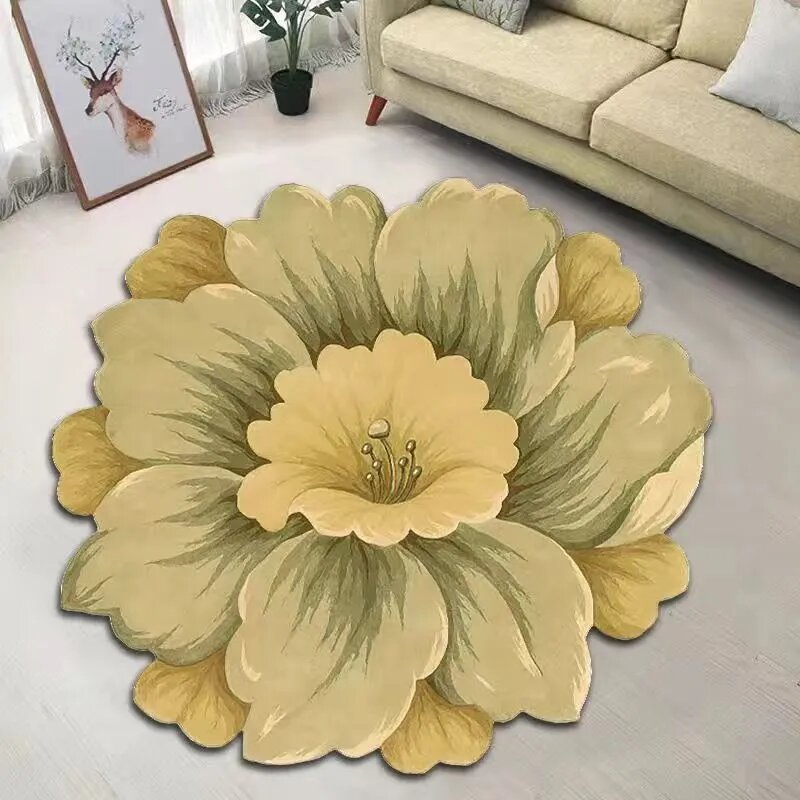Ковер безворсовый Цветы 100x100 см, Ар-деко, Лавсан, Полиэфирное волокно