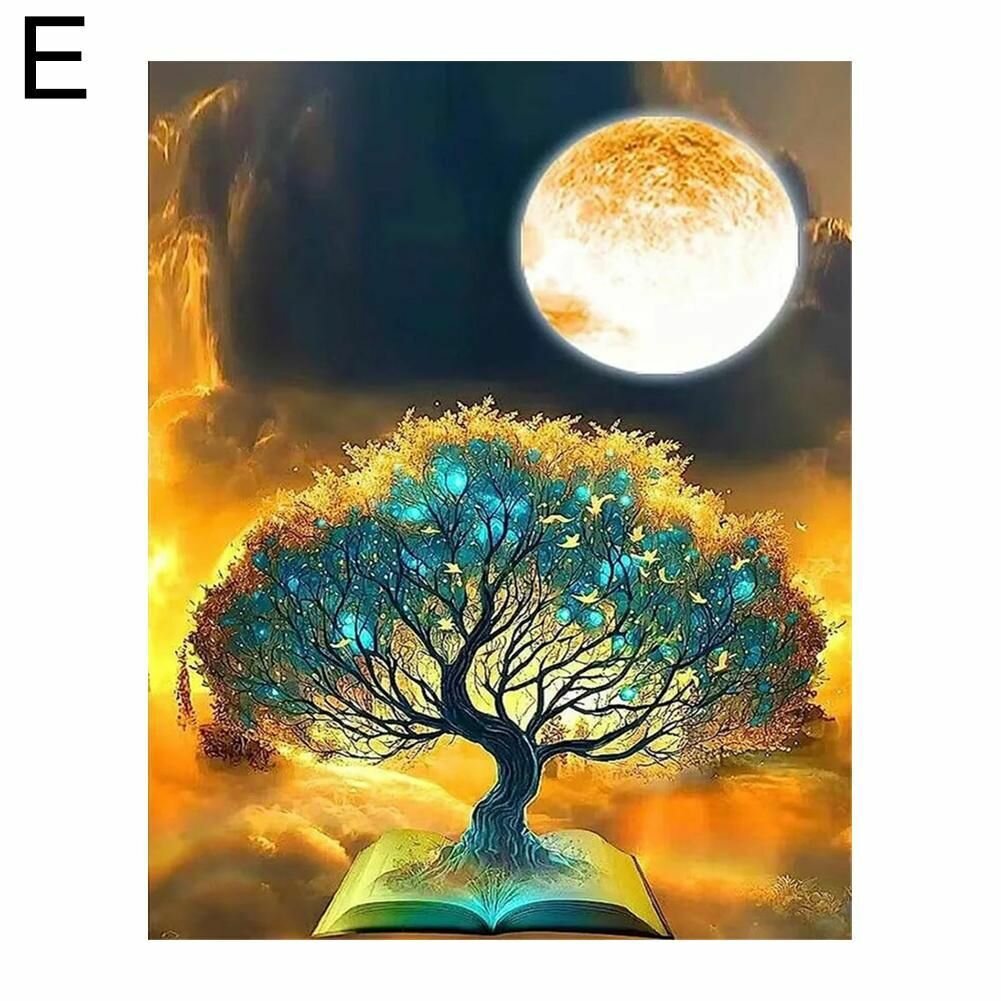 Алмазная мозаика большая картина "Пляжный лунный свет" 30х40 см со светящимся в темноте стразами и 5Д элементами