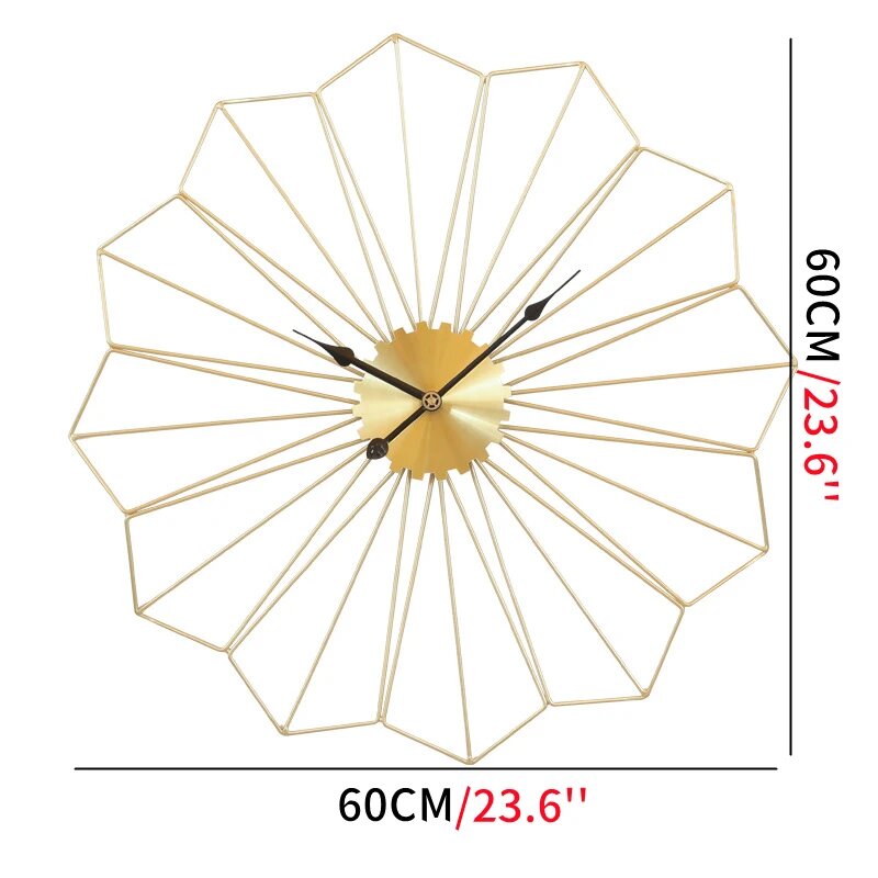 Большие 3D настенные часы, современный минималистичный Настенный декор для гостиной, ресторана, железная настенная часа, золотистые Подвесные часы в скандинавском стиле, 60 см, 60CM