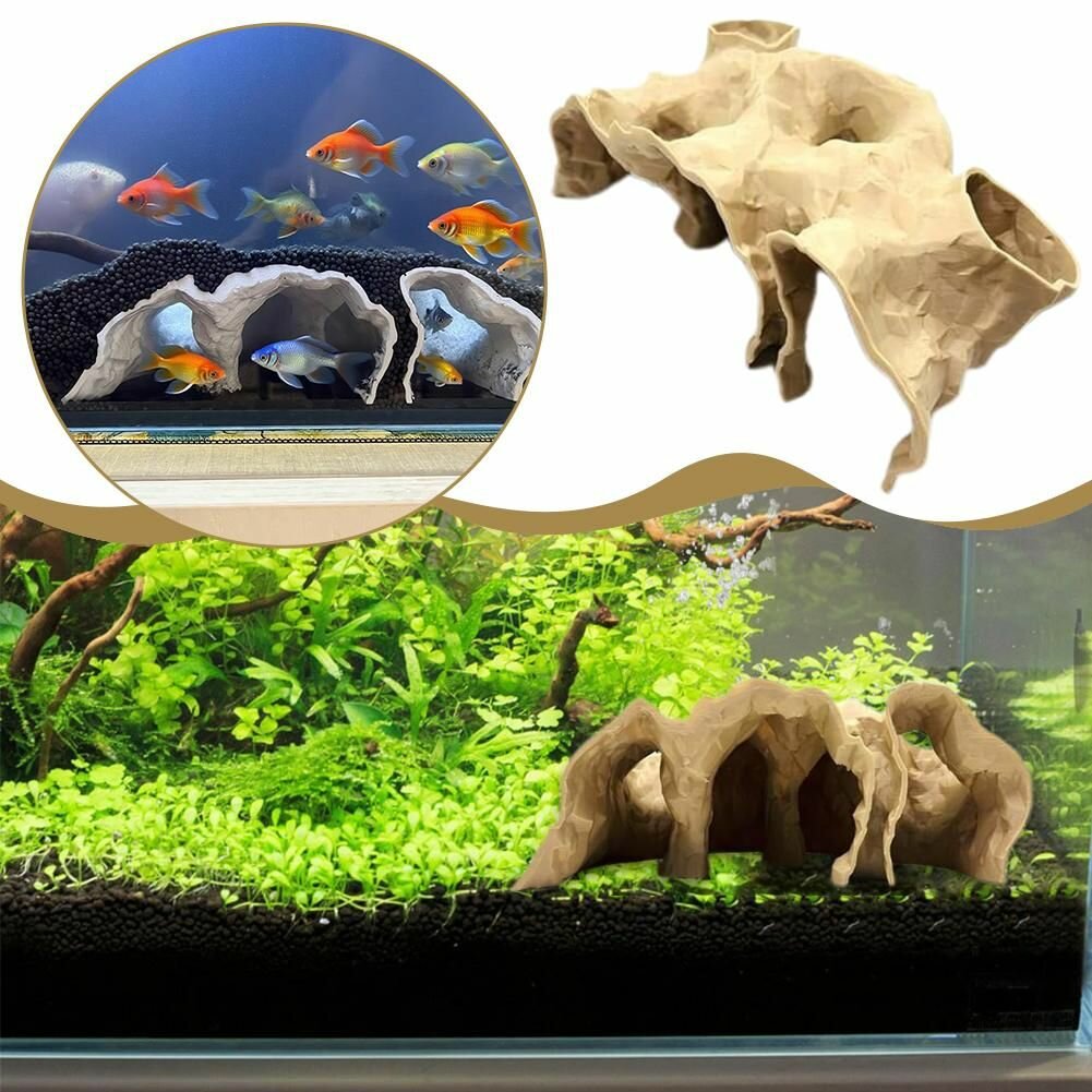 Пещера для аквариума, 3D-печать, укрытие для креветок и мелких рыб, безопасный тоннель 14*8*5 см