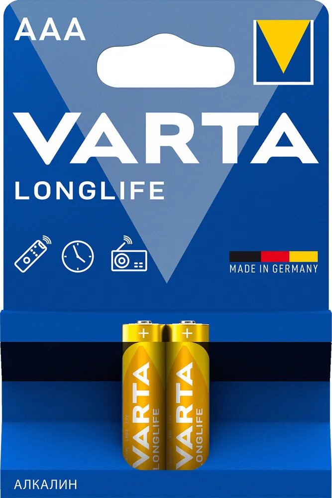 Батарейка VARTA Longlife LR03/AAA BL2 (2) шт. в блистере 4103101412