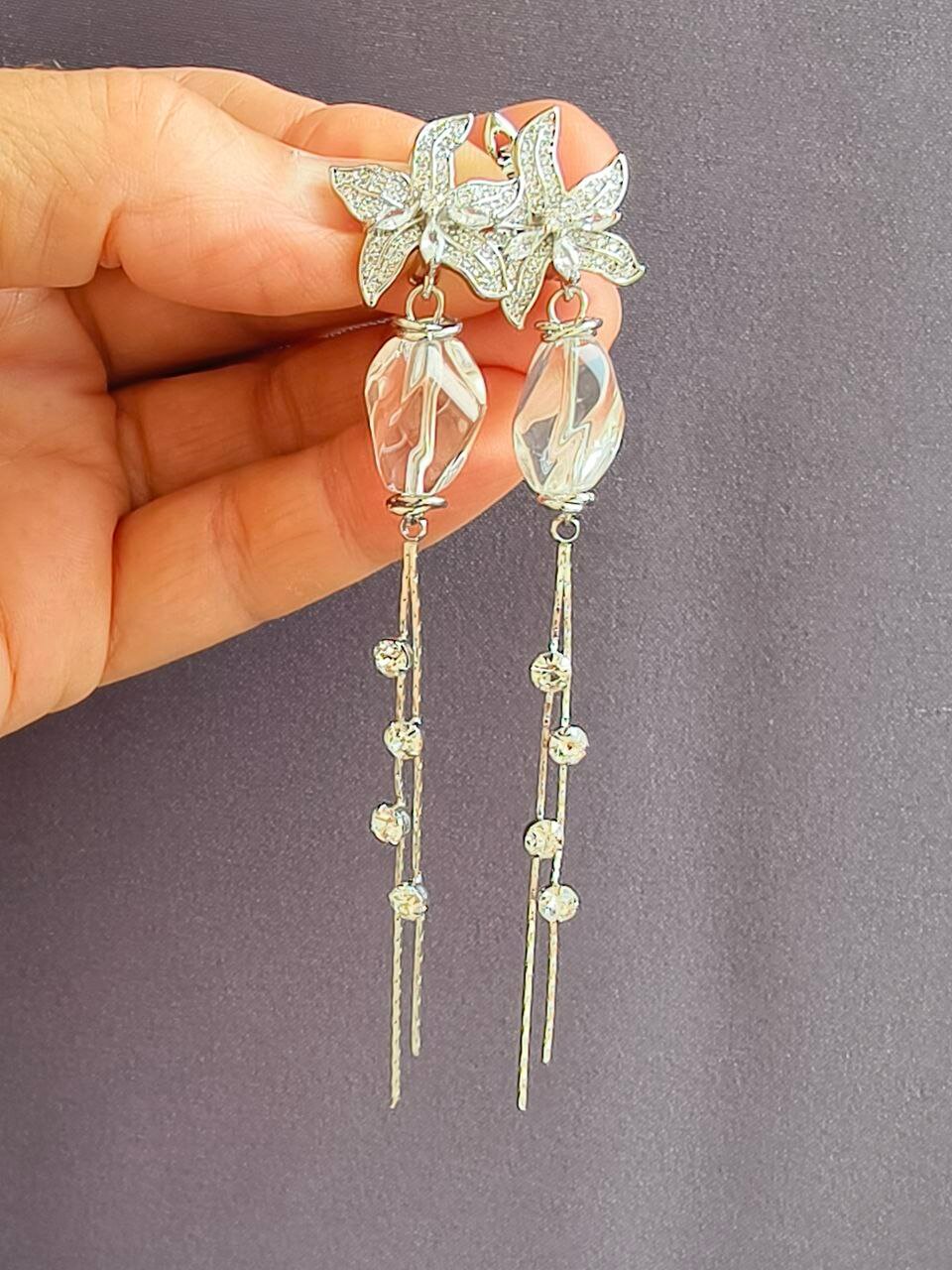 Серьги с подвесками, горный хрусталь