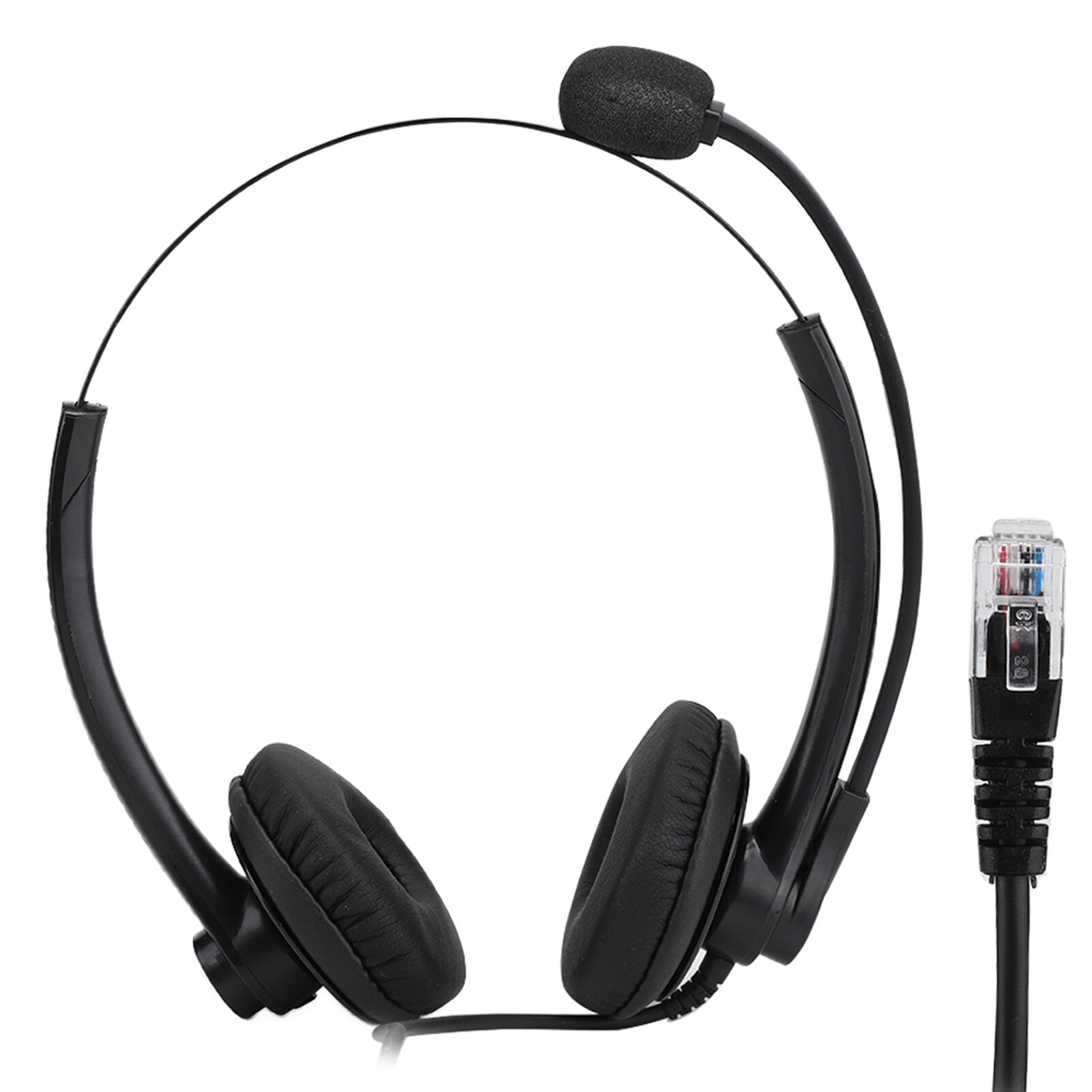 Наушники для колл-центра A26-RJ с микрофоном, шумоподавлением, весом 92 г, размером 15.3*13.6*5.2 см, функцией двойной шумоподавления, односторонним микрофоном, интерфейсом RJ11, импедансом микрофона 2.2K/Ω, чувствительностью микрофона -38dB±3dB,