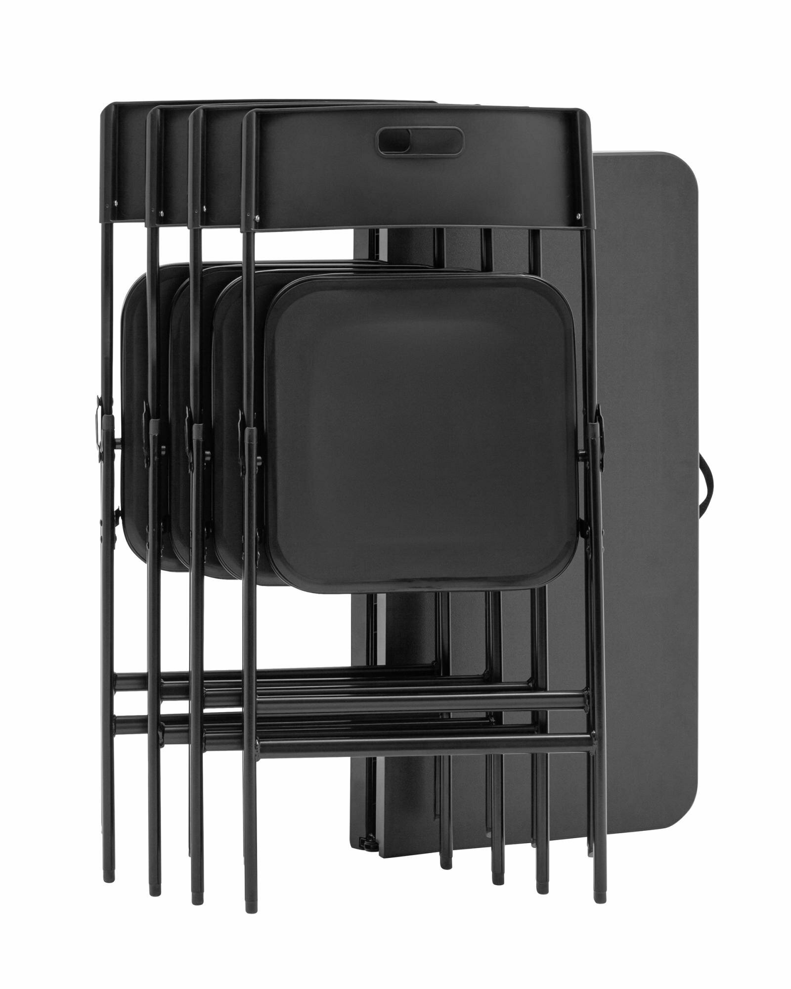 Комплект раскладного стола и стульев Кейт STOOL GROUP черный, пластик, металл, твердое сиденье,