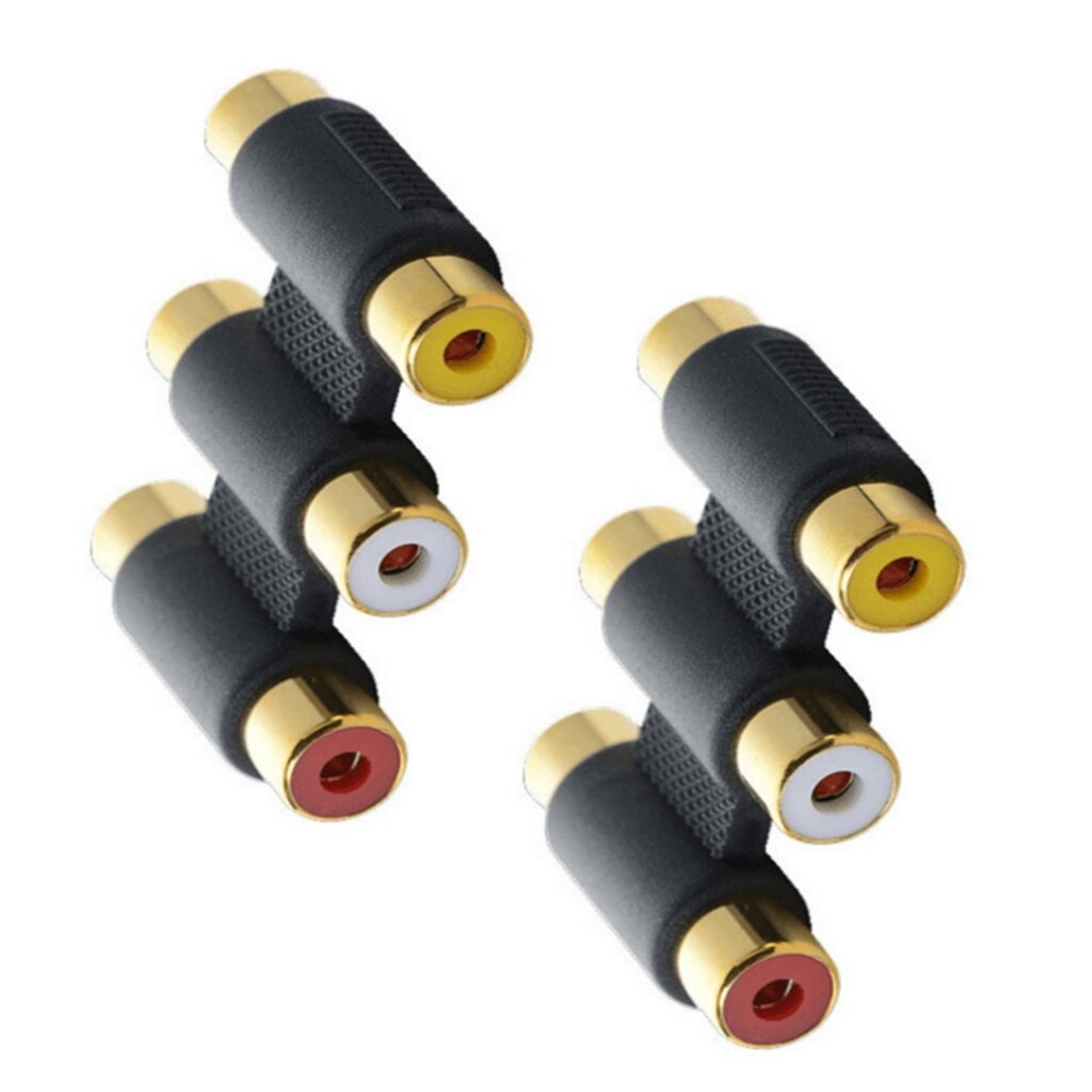 2 Позолоченных разъема-ответвителя 3RCA с гнездовыми адаптерами Sound Video для видео
