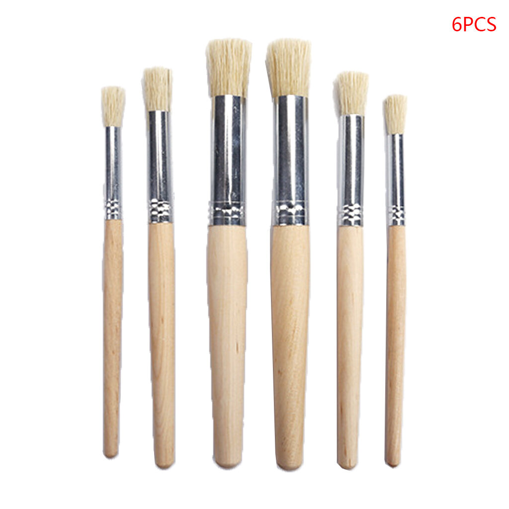 Набор Акварельных Кистей из 6 штук для Росписи Керамической посуды Ручкой