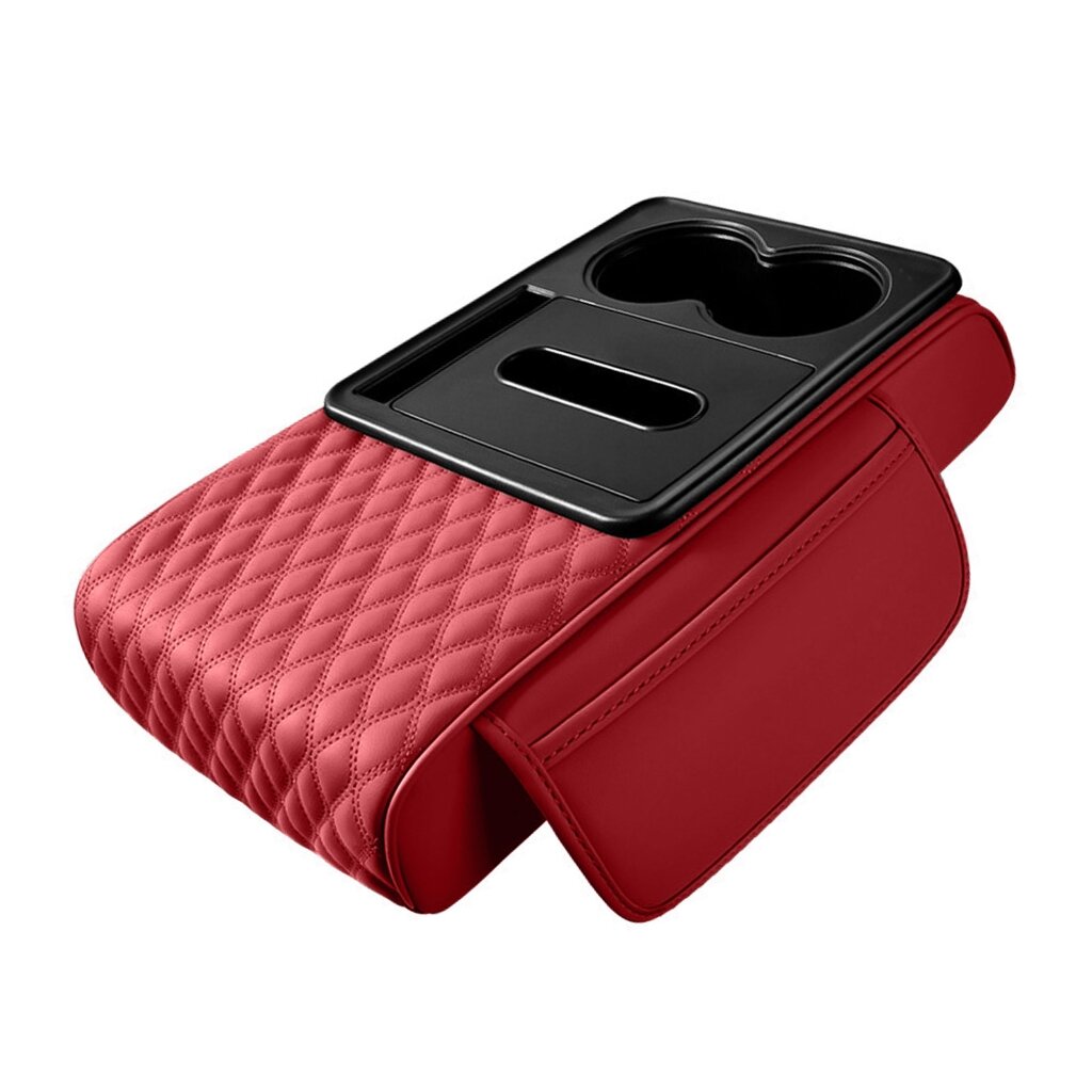 Вместительный кожаный ящик-органайзер для хранения на подлокотнике с подушкой-валиком, подходящий для автомобилей, обеспечивает дополнительное хранение и комфорт