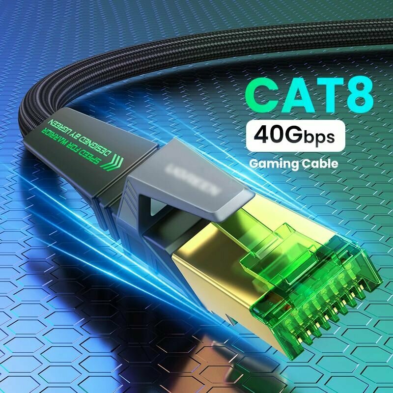 Игровой кабель Ethernet CAT8 40 Гбит/с 2000 МГц, сетевой шнур CAT 8 в хлопковой оплетке для ПК, ноутбуков, маршрутизатора PS 4 RJ45
