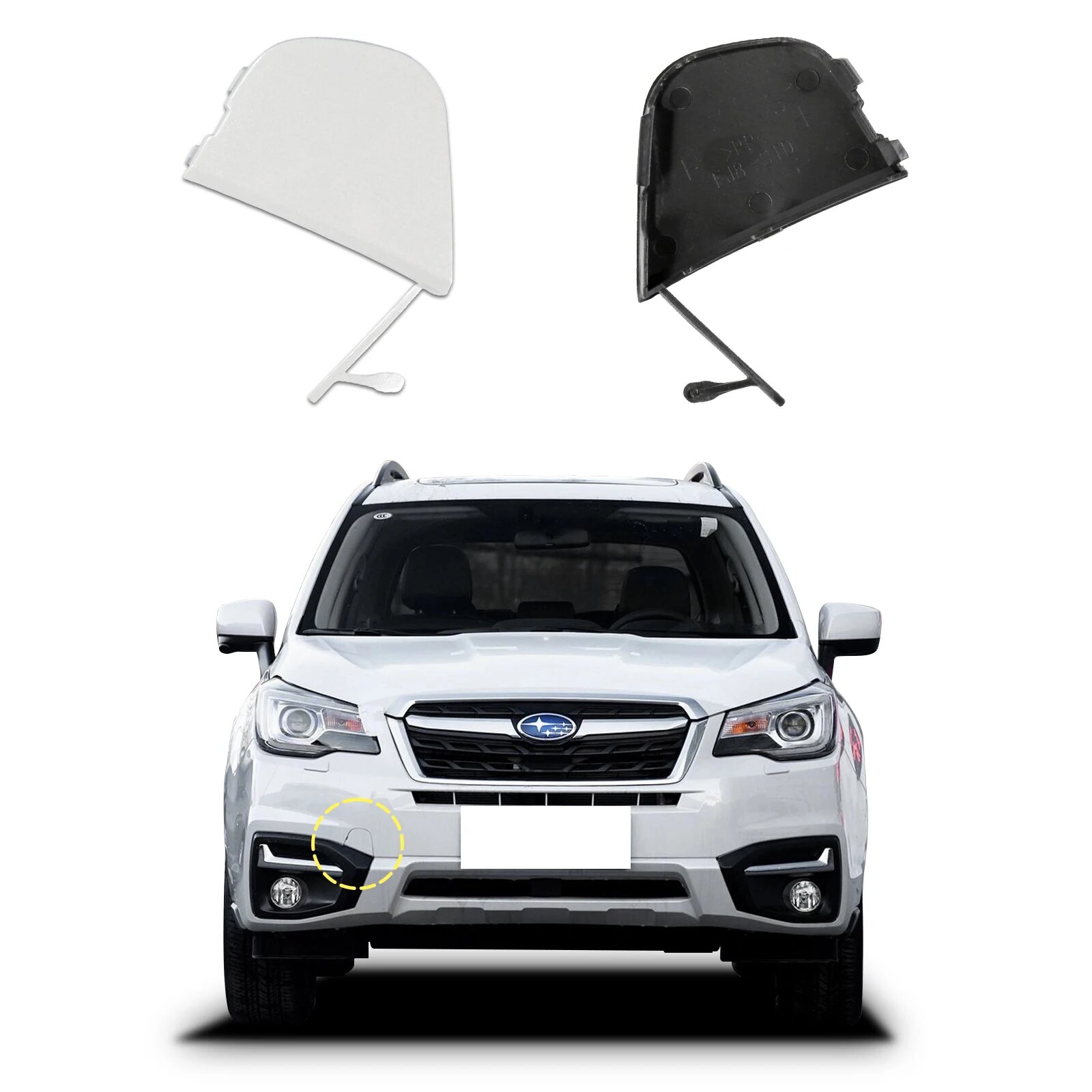 Передний бампер с буксирным крючком, крышка с буксирным отверстием для Subaru Forester 2017 л H4 2018 57731-SG220, крышка для прицепа White right side