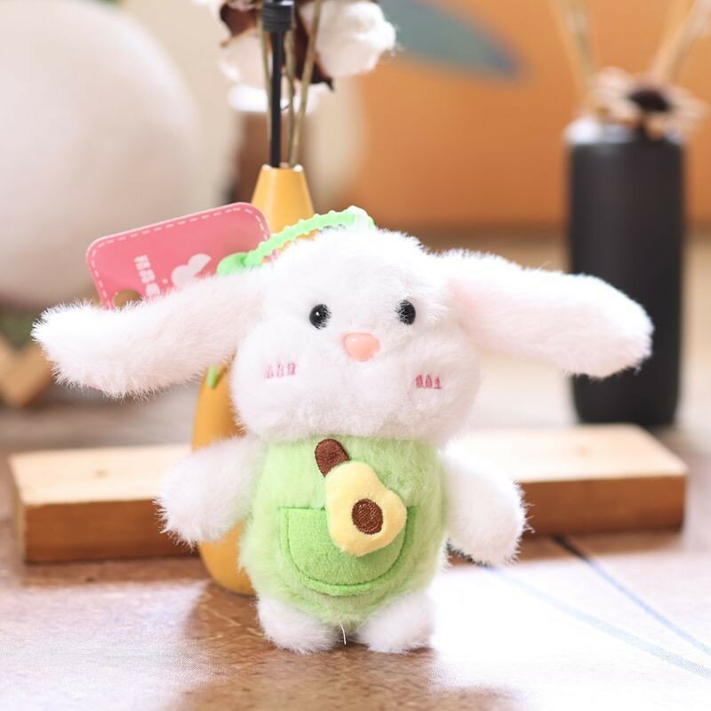 Милый кролик игрушка-подвеска из мягкого короткого плюша для ключей и украшения сумки зеленый