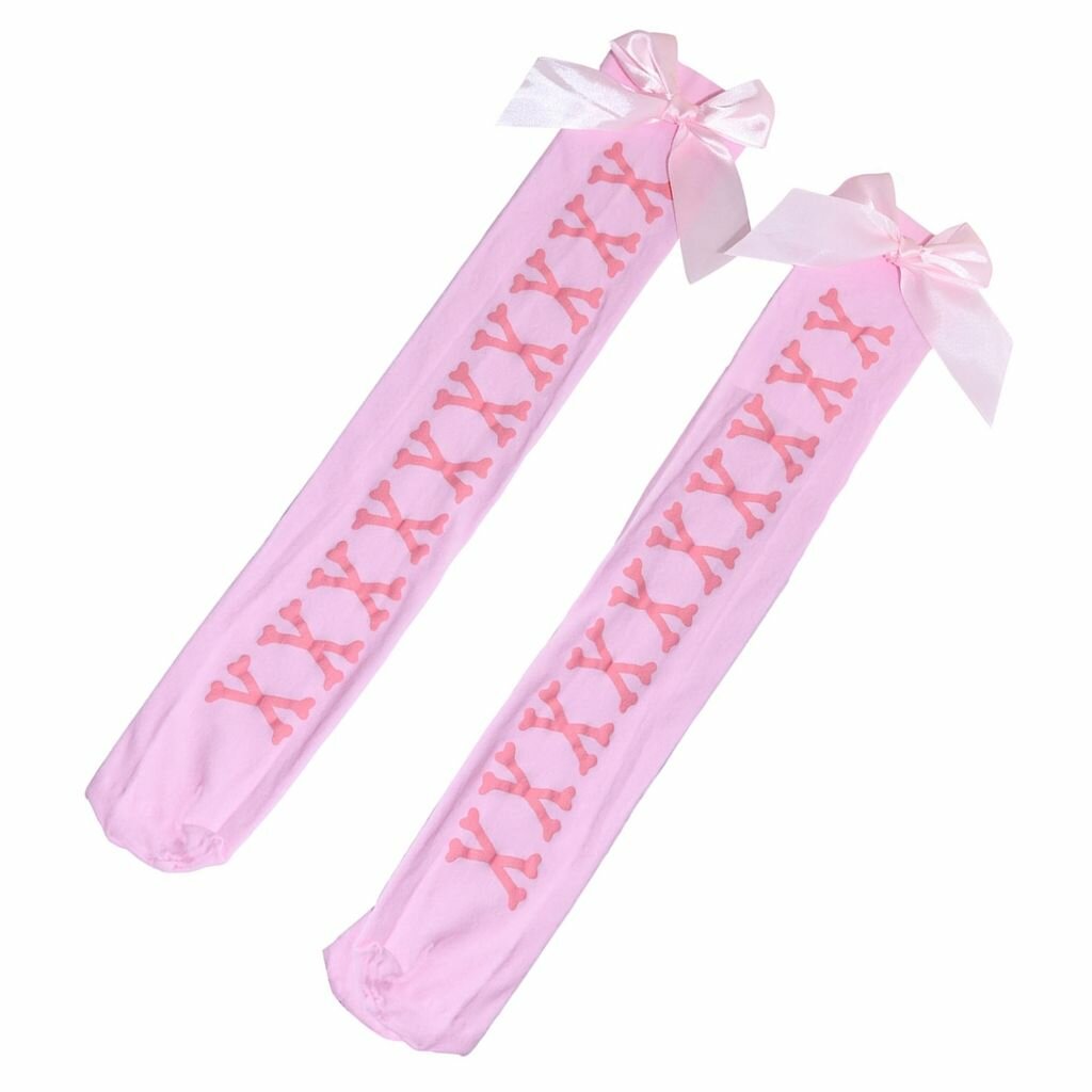 Чулки с бантиком-розовые