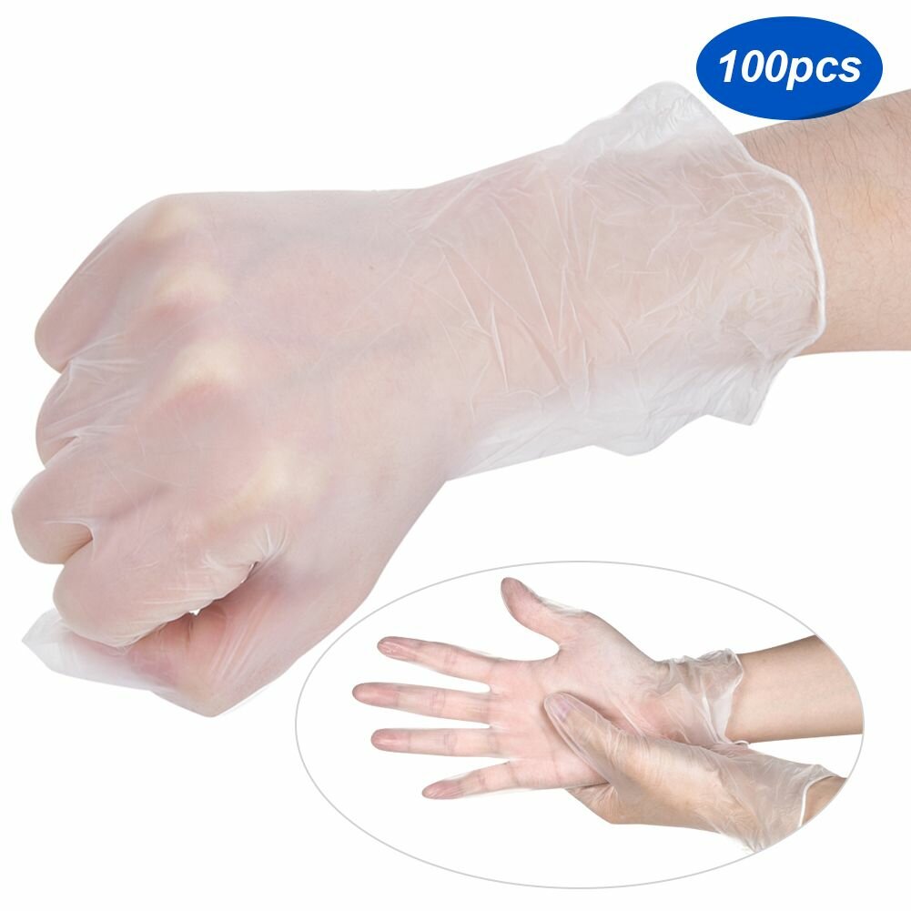 50 пар / Коробка Одноразовых Перчаток из ПВХ Прозрачные Безопасные Одноразовые Перчатки для Ежедневного Использования.