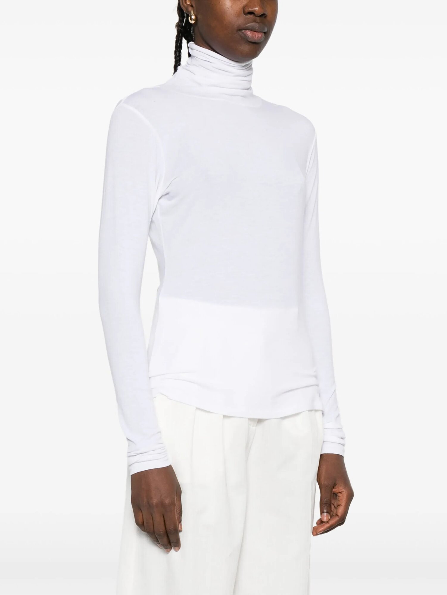 Топ Dorothee Schumacher Long-sleeve turtleneck top, размер 38, бежевый/белый — фото 1