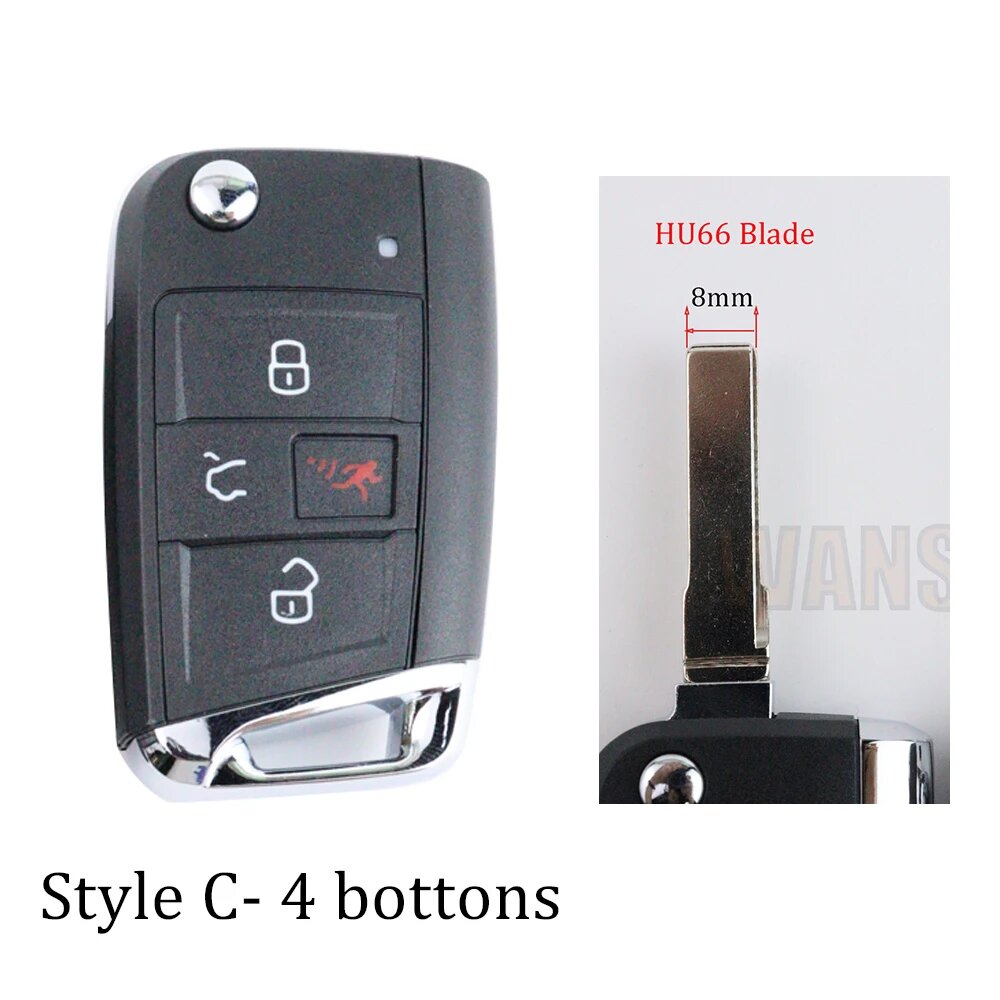 4 3-кнопочный автомобильный брелок для Volkswagen/VW Golf MK7 Mk4 Tiguan для Skoda 4 BT -HU66 blade