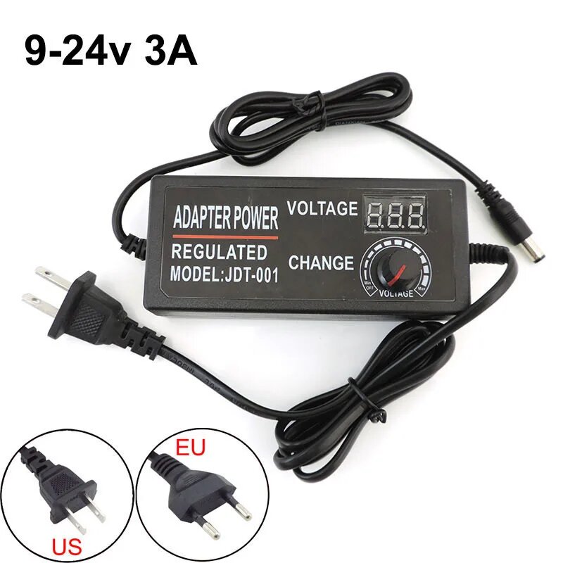 Регулируемый блок питания QvvCev 3-24В 1-10А ЕС, 9V-24V 3A