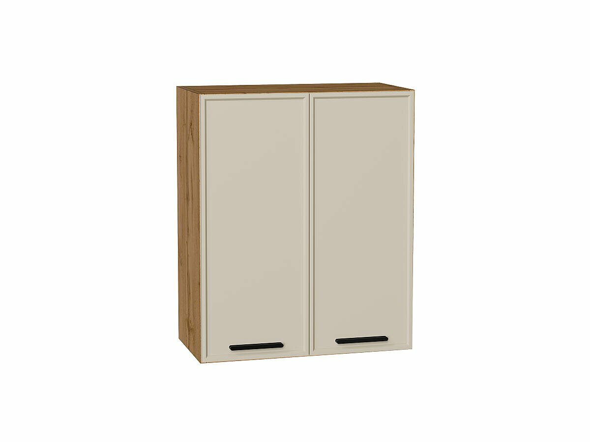 Шкаф верхний с 2-мя дверцами Фрейм, цвет фасада Cream Silk, цвет каркаса Дуб Вотан, 716*600*324 мм