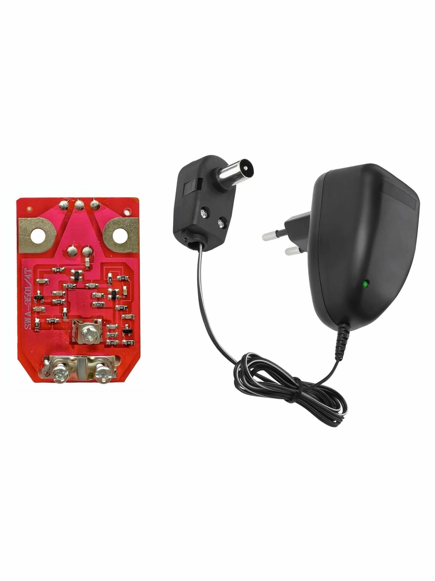 Комплект Усилитель для антенны SWA-3501 (усиление 40-48дБ, питание - 12В) + Блок питания для телевизионных антенн с сепаратором 12В