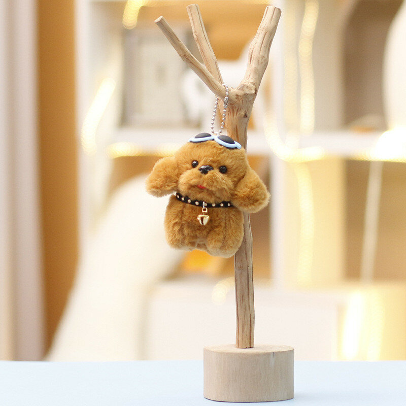 Small cartoon dog plush toy with fluffy material for kids gift and bag decoration