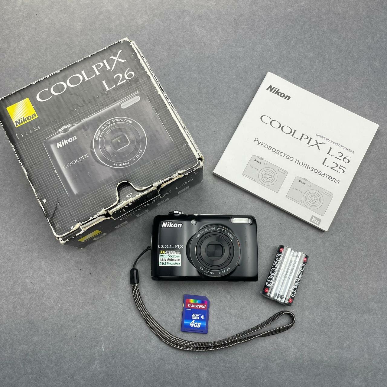 Цифровой компактный фотоаппарат Nikon Coolpix L26, черный, с коробкой