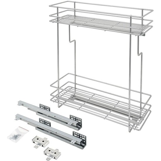 Бутылочница Lemax Prof 200 мм, на скрытых направляющих, с доводчиком, в базу, правая, бондированный хром (VK-05-200DR-S)