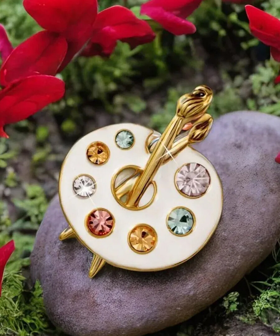 Брошь, эмаль, кристалл