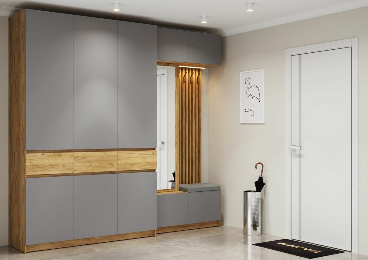 Комплект мебели для прихожей Бостон 3 Дуб крафт золотой/Серый шифер (Стиль)