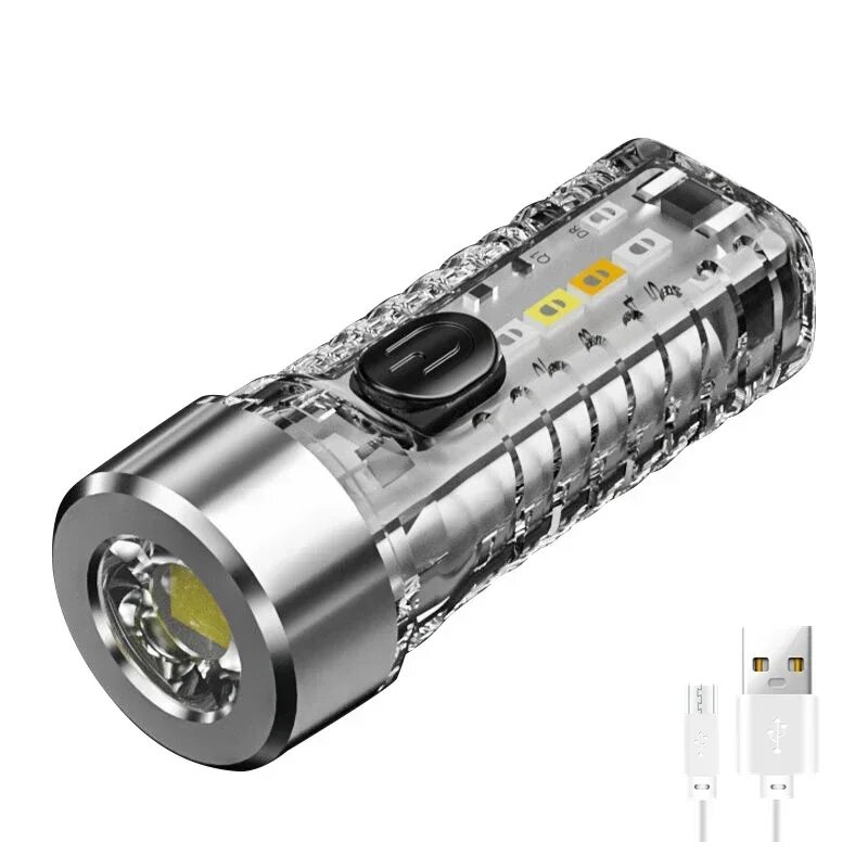 Портативный USB фонарик 8 режимов Transparent
