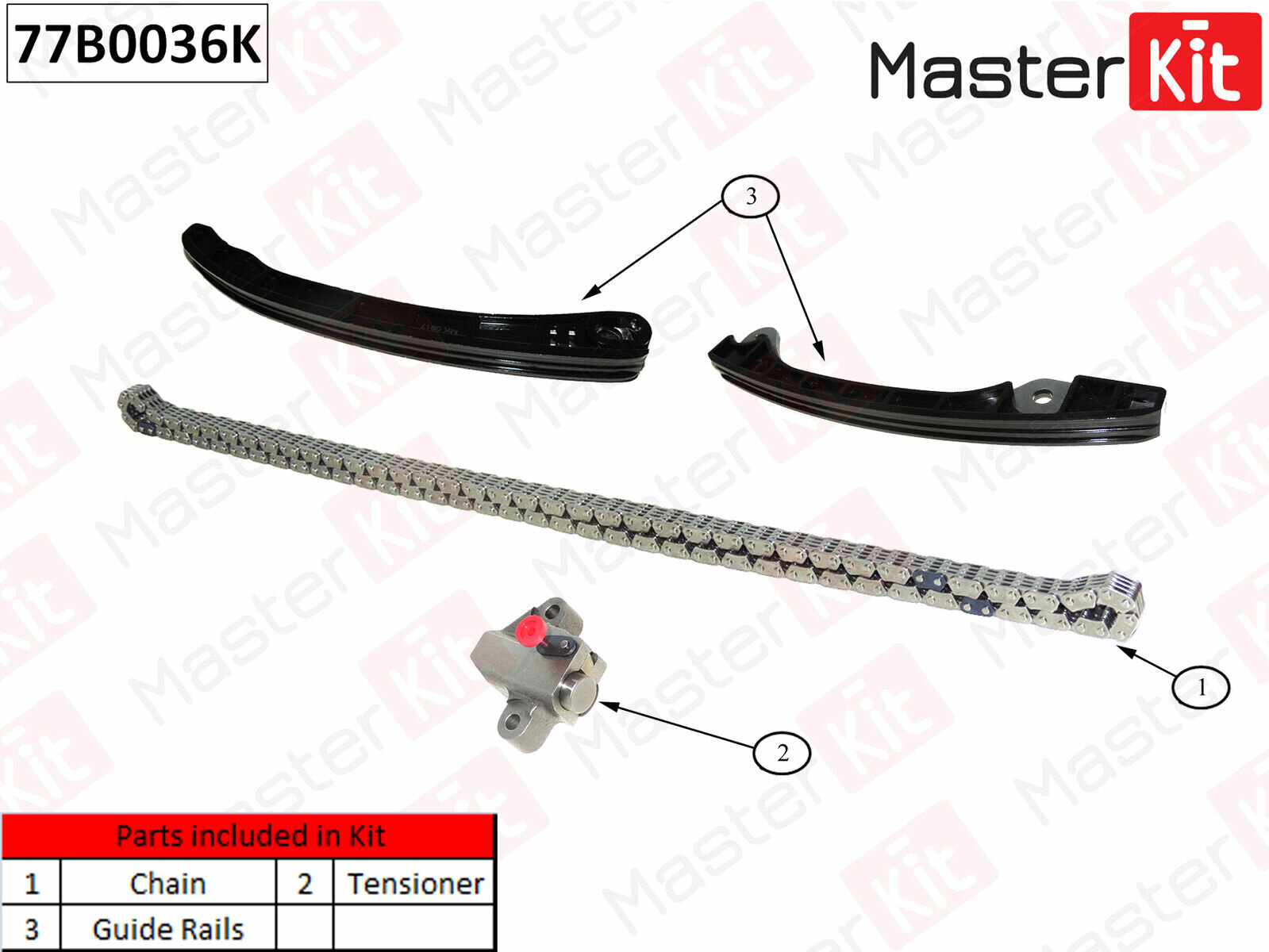 Комплект Цепи Грм Nissan Almera Ii/Juke/Note/Qashqai +2 I/Tiida Hr16De 05- (Без Звездочек)(Masterkit 77B0036K)