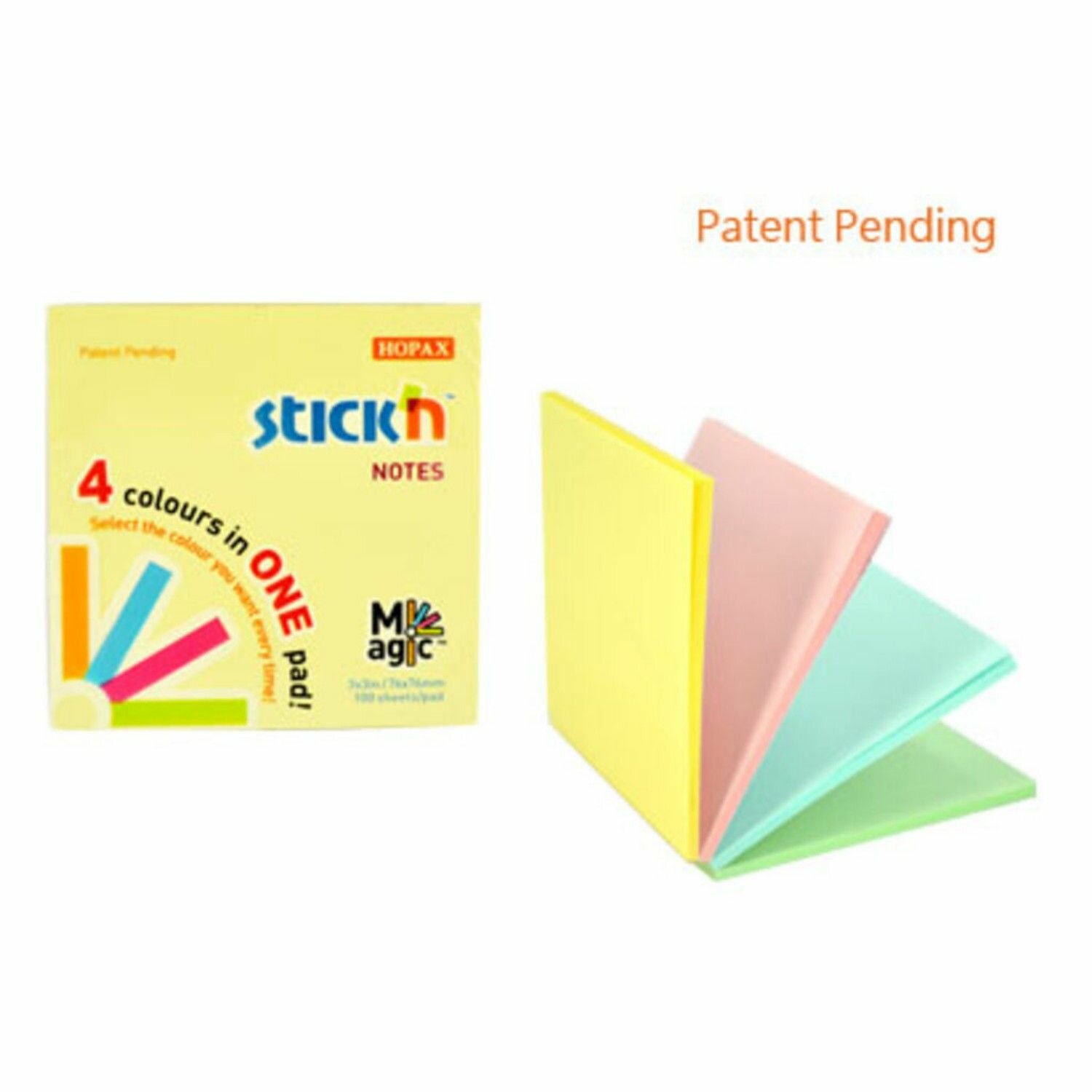 Бумага с липким краем (76*76мм) 100л, 4цв, пастель