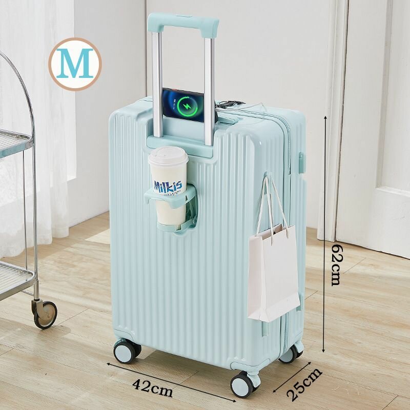 Открывающийся сбоку 4-колесный чемодан с портом для зарядки USB