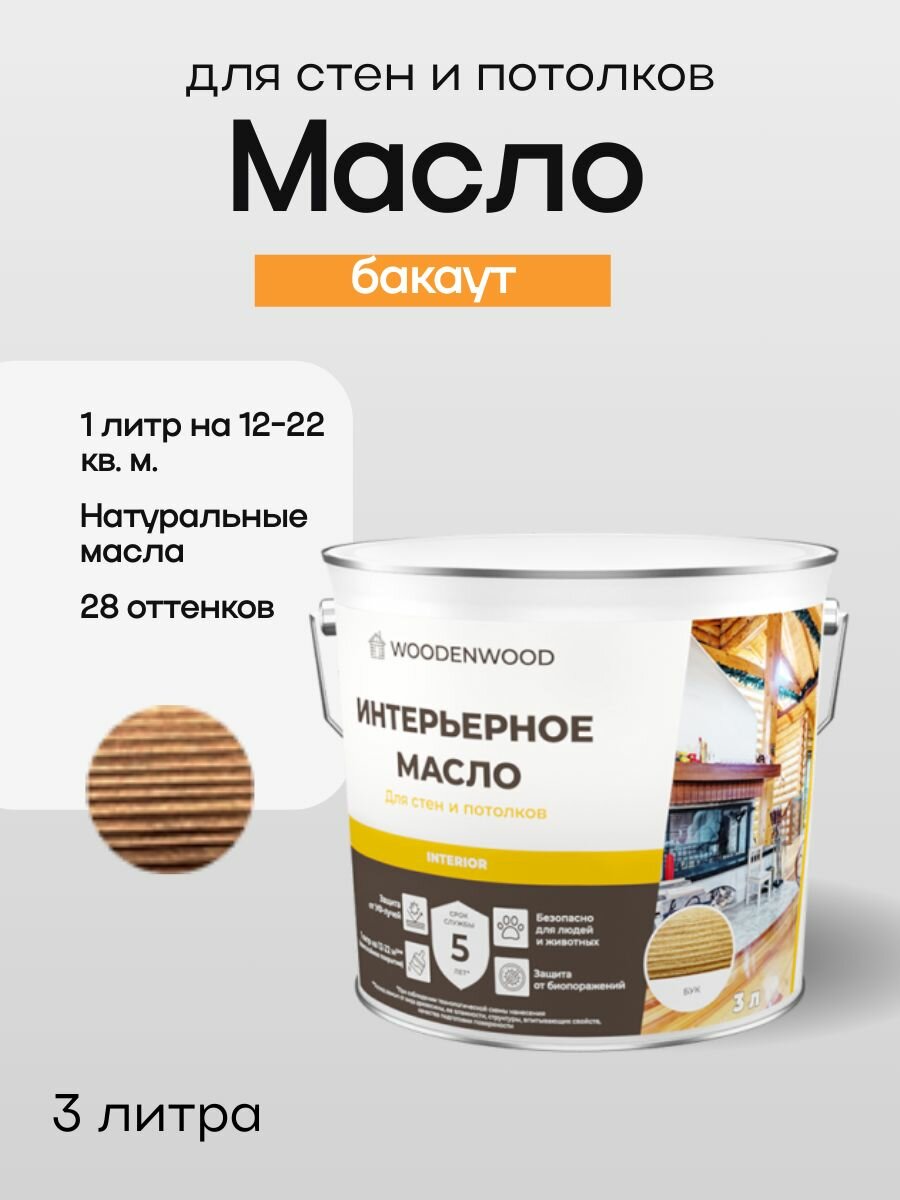 WOODENWOOD Интерьерное масло для стен и потолков, колерованное