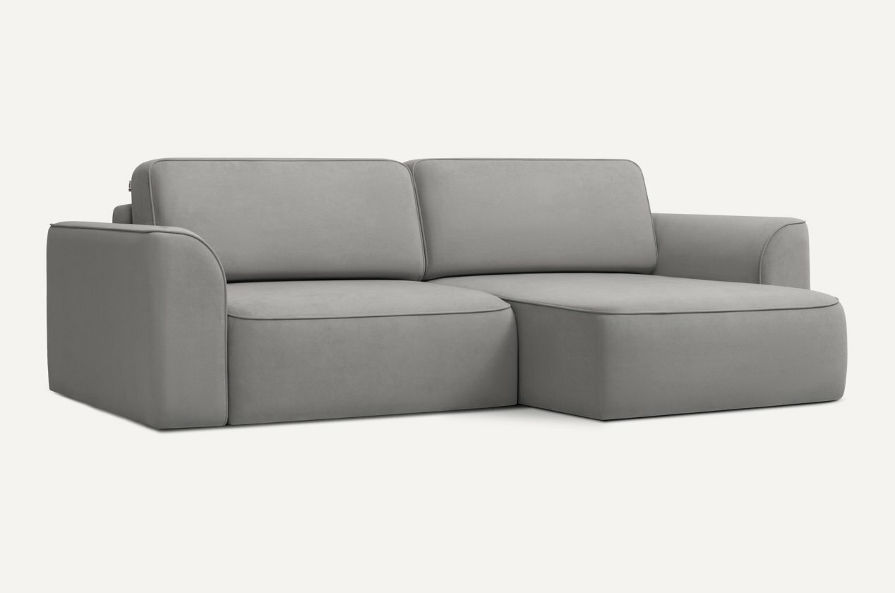 Диван угловой раскладной Divan.ru Спейс-1 Велюр Светло-серый, 252x160x83 см, спальное место 200x206x155 см, серый, велюр