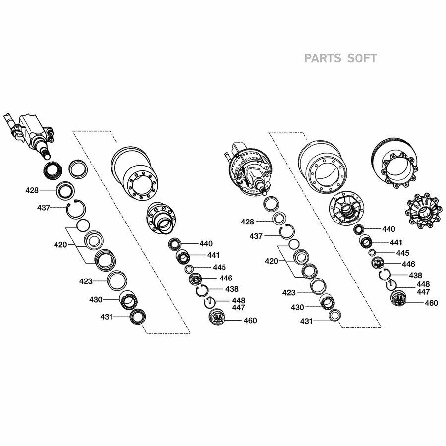 Ремкомплект ступицы ! RS-LAGERG-ECO SH/SK/H/K/N M136X2,5 -12TO \ от официального дистрибьютора, BPW, артикул 0980107210