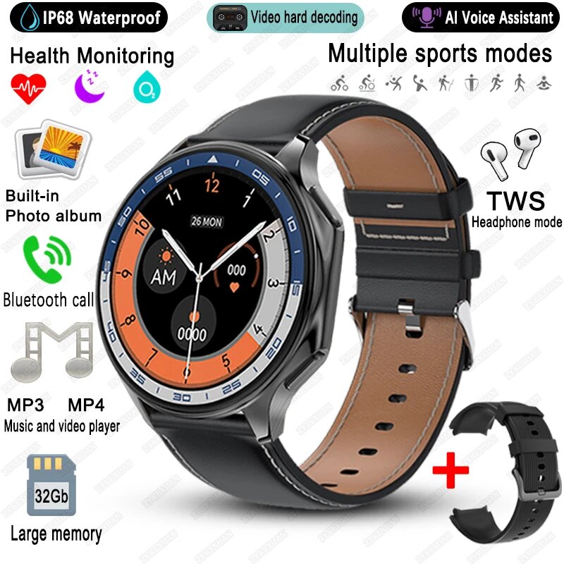 Умные часы OPPO Watch X, 32ГБ, черный кожаный ремешок