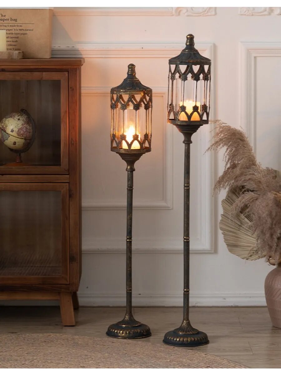 Торшер "American retro craft", для свечей, винтаж, металл, стекло, 1 шт