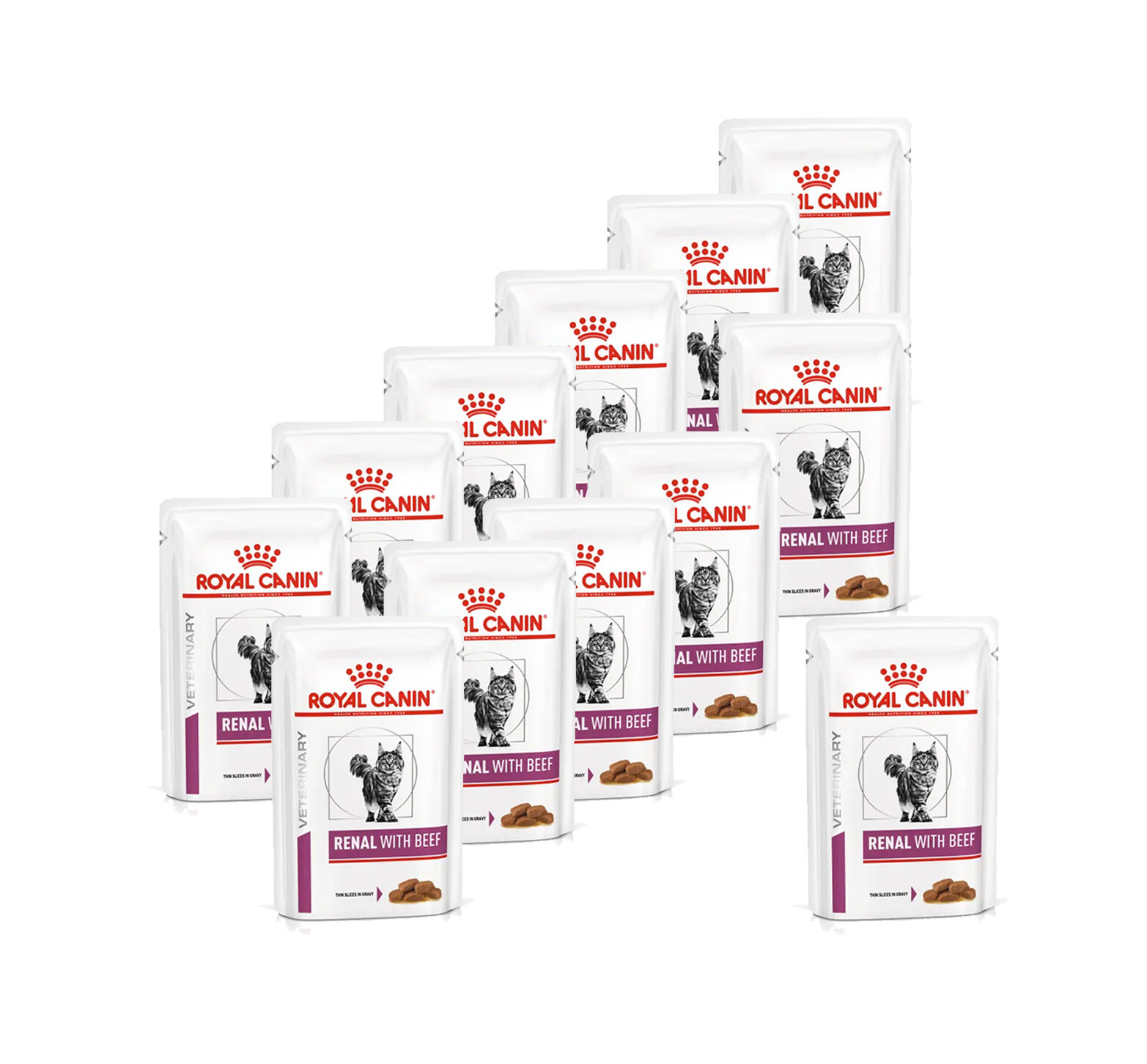 Royal Canin Renal With Beef влажный корм для взрослых кошек для поддержания функции почек с говядиной, кусочки в соусе, в паучах - 85 г x 12 шт.