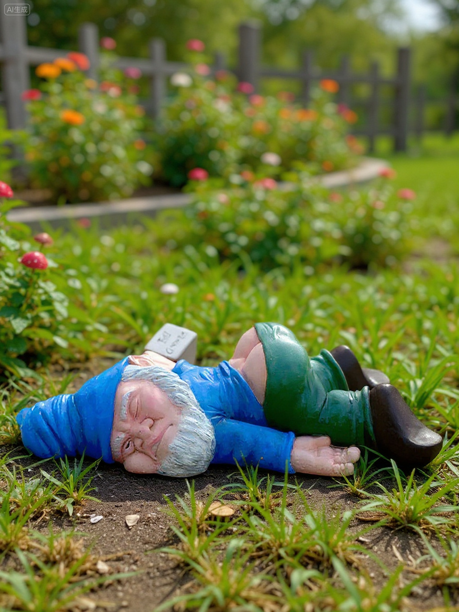 Садовая фигурка гнома 24x9x5 см из прочной смолы для украшения сада и террасы