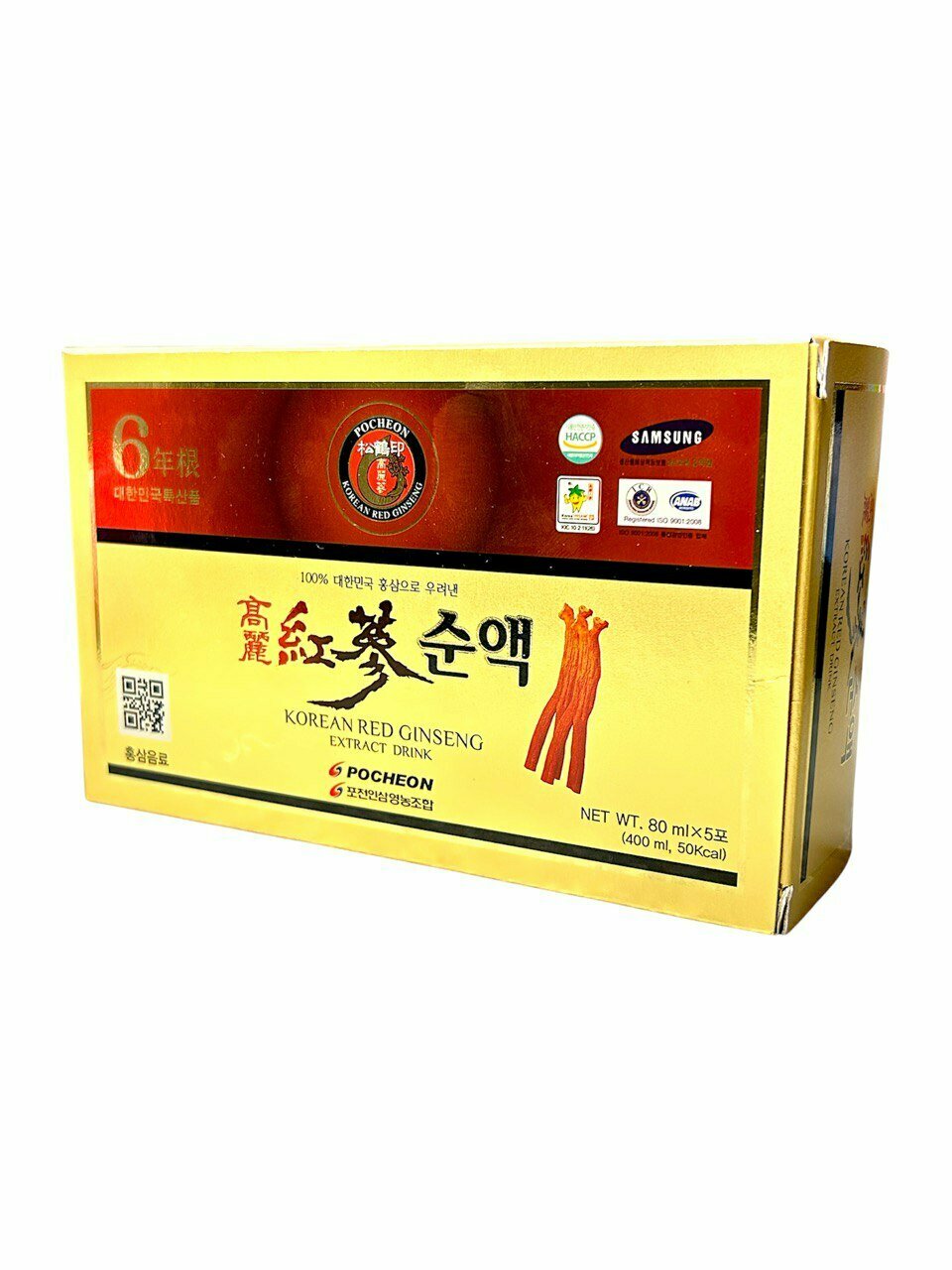 Жидкий экстракт Корейского женьшеня Pocheon "Korean Red Ginseng", с линчжи, 80мл, 5 пакетиков
