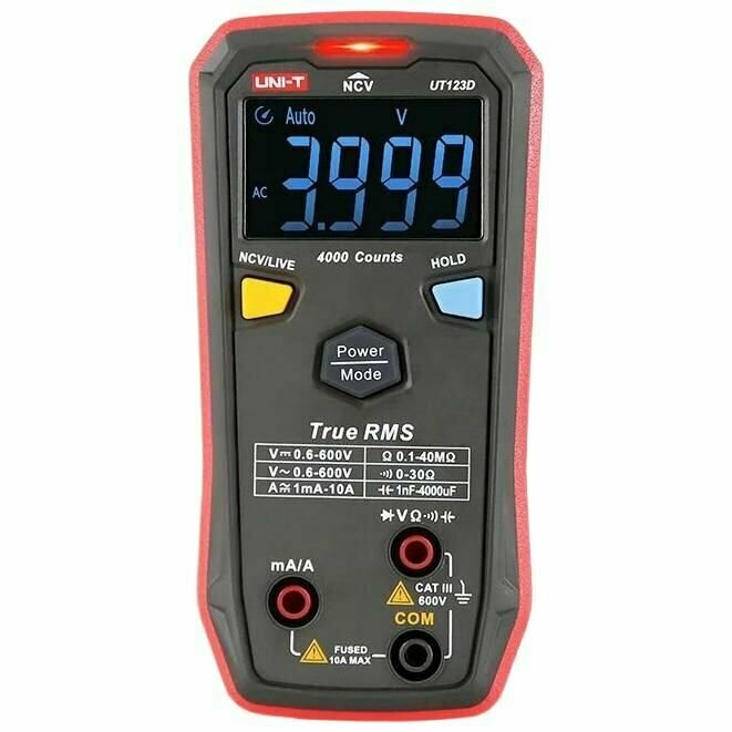 Мультиметр UNI-T UT123D, цифровой, функция NCV, подсветка, фиксация показаний