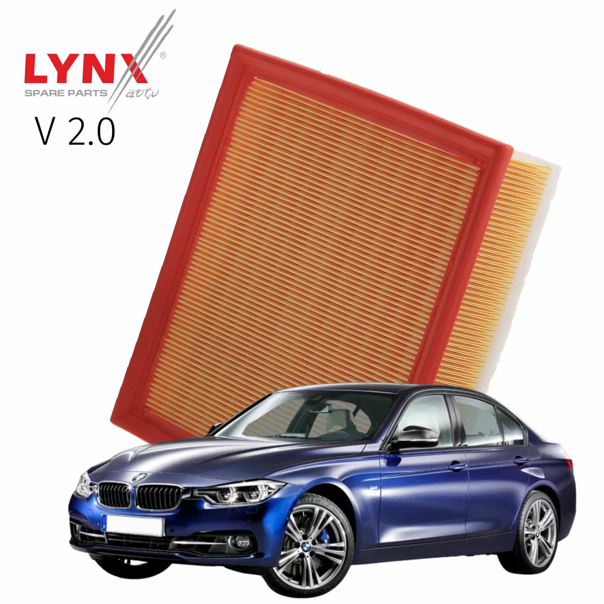 Фильтр воздушный BMW 3-Series (6) / БМВ 3 серии 2011 2012 2013 2014 2015 2016 2017 2018 2019 V2.0 N47D20C, B47D20A / 1шт LYNXauto