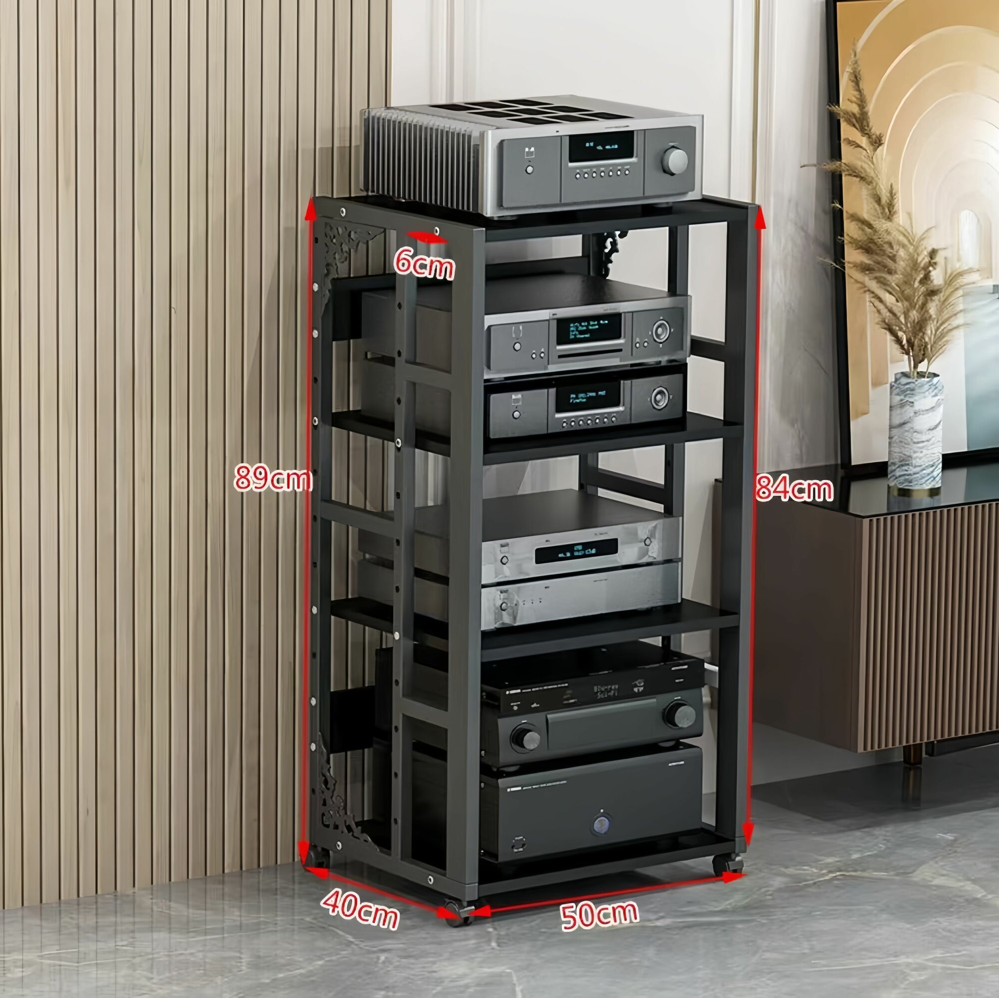 Стойка для оборудования Hi-Fi 4 уровня, 50x40x89см