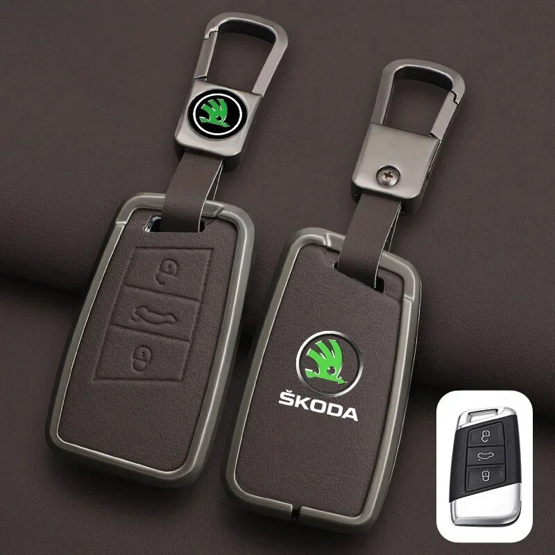 Кожаный чехол для дистанционного ключа из цинкового сплава, защитный чехол для C-brown keychain