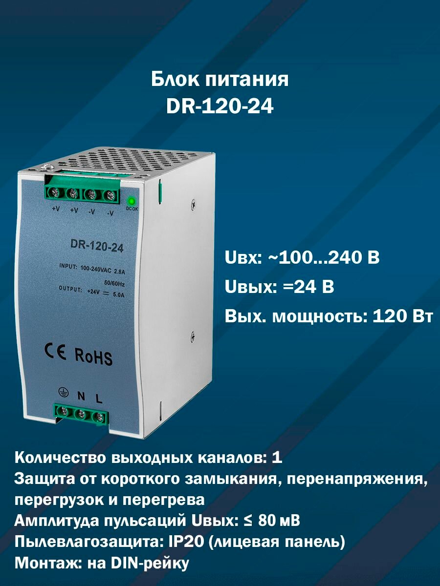 Блок питания DR-120-24 (120 Вт, Uвых DC24 V)