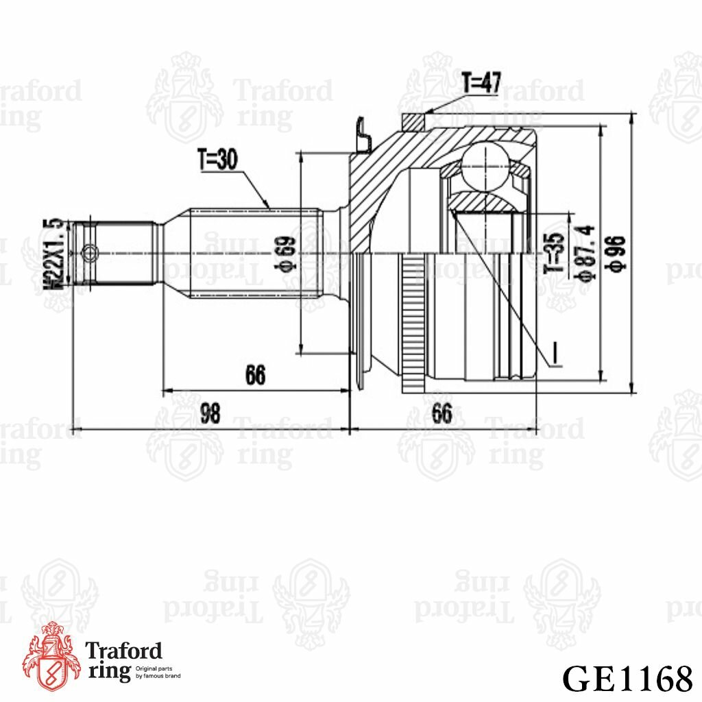 ШРУС наружный, для Митсубиси арт GE1168 Traford Ring