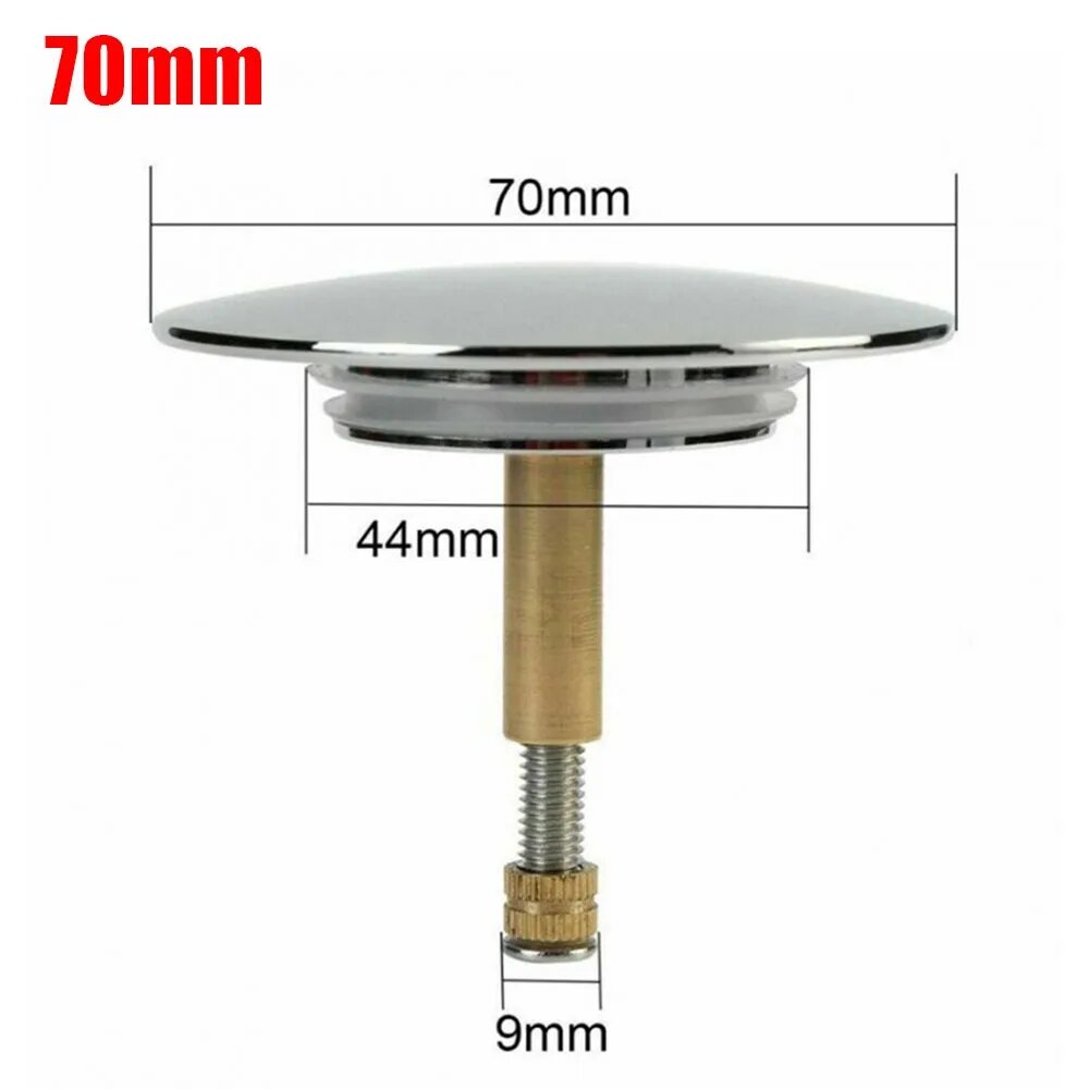 Прочная всплывающая пробка для отходов, латунная регулируемая пробка для ванны, только плоское уплотнение, 70 мм, сливной фильтр для ванны в ванной комнате